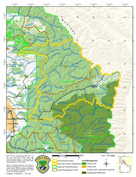 General Season Hunt Areas - Elk - Lolo Zone Map by Idaho Department of ...