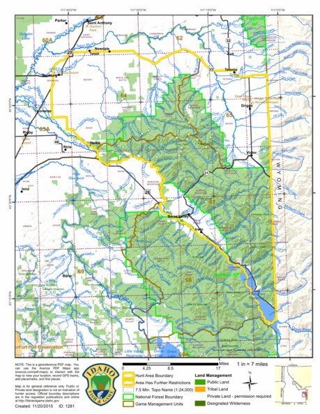 General Season Hunt Areas - Elk - Palisades Zone Map by Idaho ...