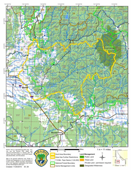 General Season Hunt Areas - Elk - Portion of Unit 39 Map by Idaho ...