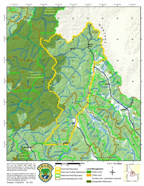 General Season Hunt Areas - Elk - Salmon Zone Map by Idaho Department ...