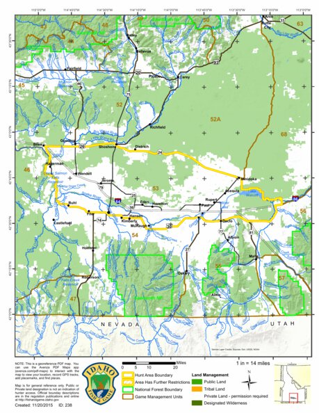 General Season Hunt Areas - Elk - Unit 53 Map by Idaho Department of ...