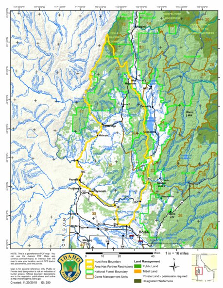 General Season Hunt Areas - Elk - Weiser River Zone Map by Idaho ...