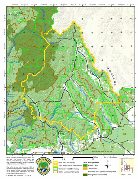 General Season Hunt Areas - Furbearer - Custer and Lemhi Counties Map ...