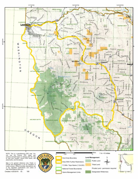 General Season Hunt Areas - Lion - Unit 11 Map by Idaho Department of ...