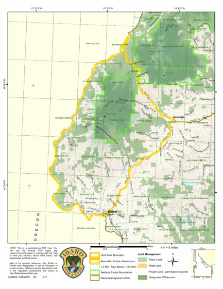 General Season Hunt Areas - Lion - Unit 31 Map by Idaho Department of ...