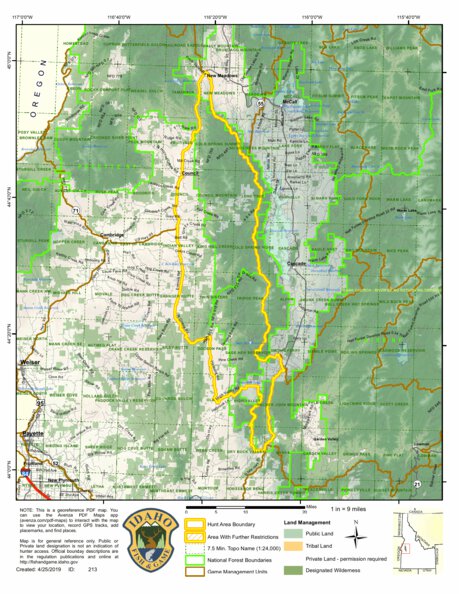 General Season Hunt Areas - Lion - Unit 32A Map by Idaho Department of ...