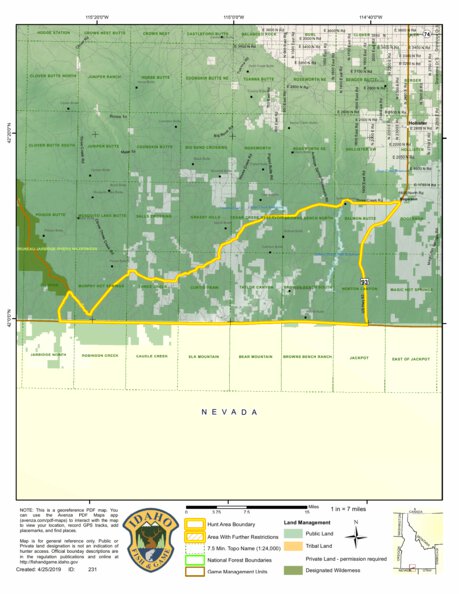 General Season Hunt Areas - Lion - Unit 47 Map by Idaho Department of ...
