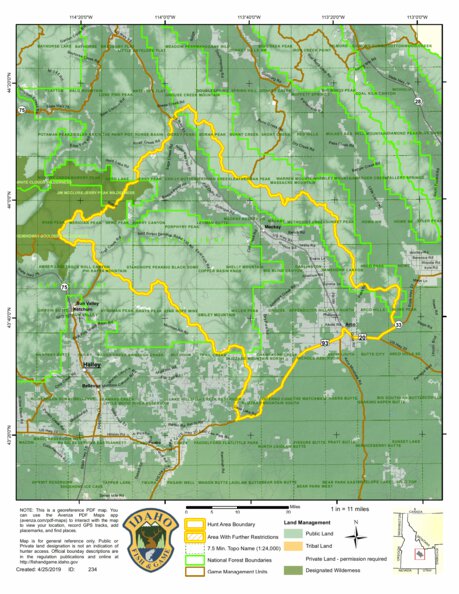 General Season Hunt Areas - Lion - Unit 50 Map by Idaho Department of ...