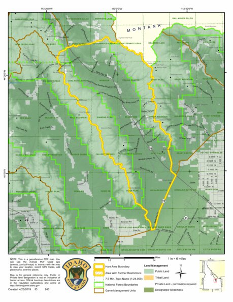 General Season Hunt Areas - Lion - Unit 58 Map by Idaho Department of ...
