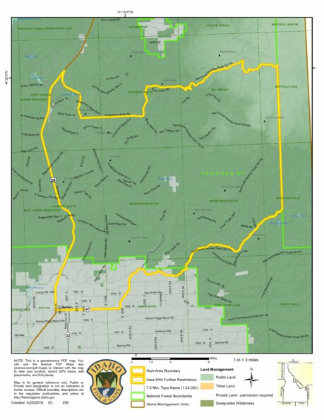 General Season Hunt Areas - Lion - Unit 62A Map by Idaho Department of ...
