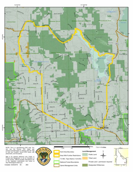 General Season Hunt Areas - Lion - Unit 72 Map by Idaho Department of ...