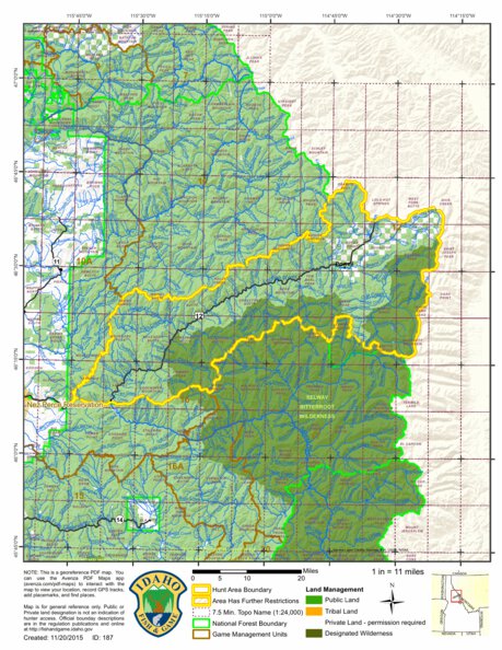 General Season Hunt Areas - Turkey - Unit 12 Map by Idaho Department of ...