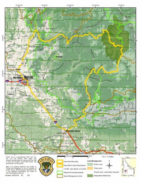 General Season Hunt Areas - Turkey - Unit 39 Map by Idaho Department of ...