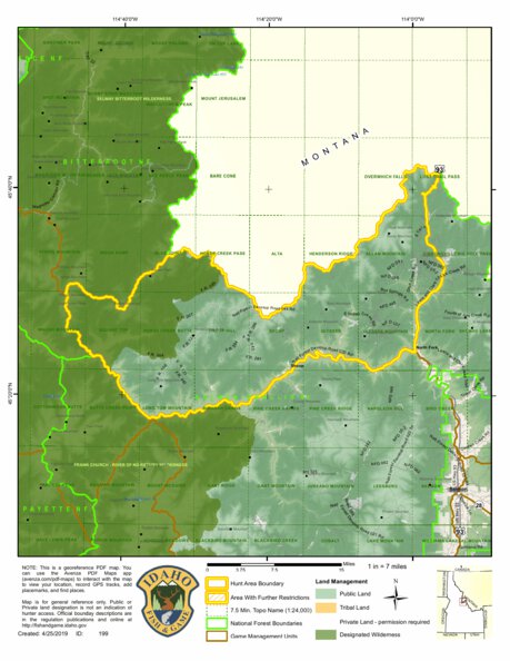 General Season Hunt Areas - Wolf - Unit 21 Map by Idaho Department of ...