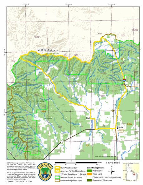 General Season Hunt Areas - Wolf - Unit 59 Map by Idaho Department of ...