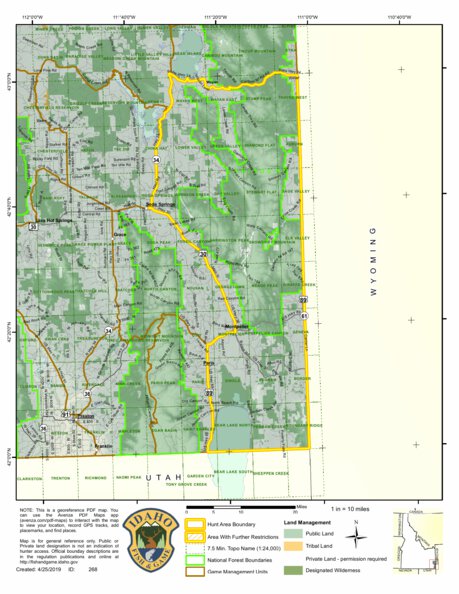 General Season Hunt Areas - Wolf - Unit 76 Map by Idaho Department of ...