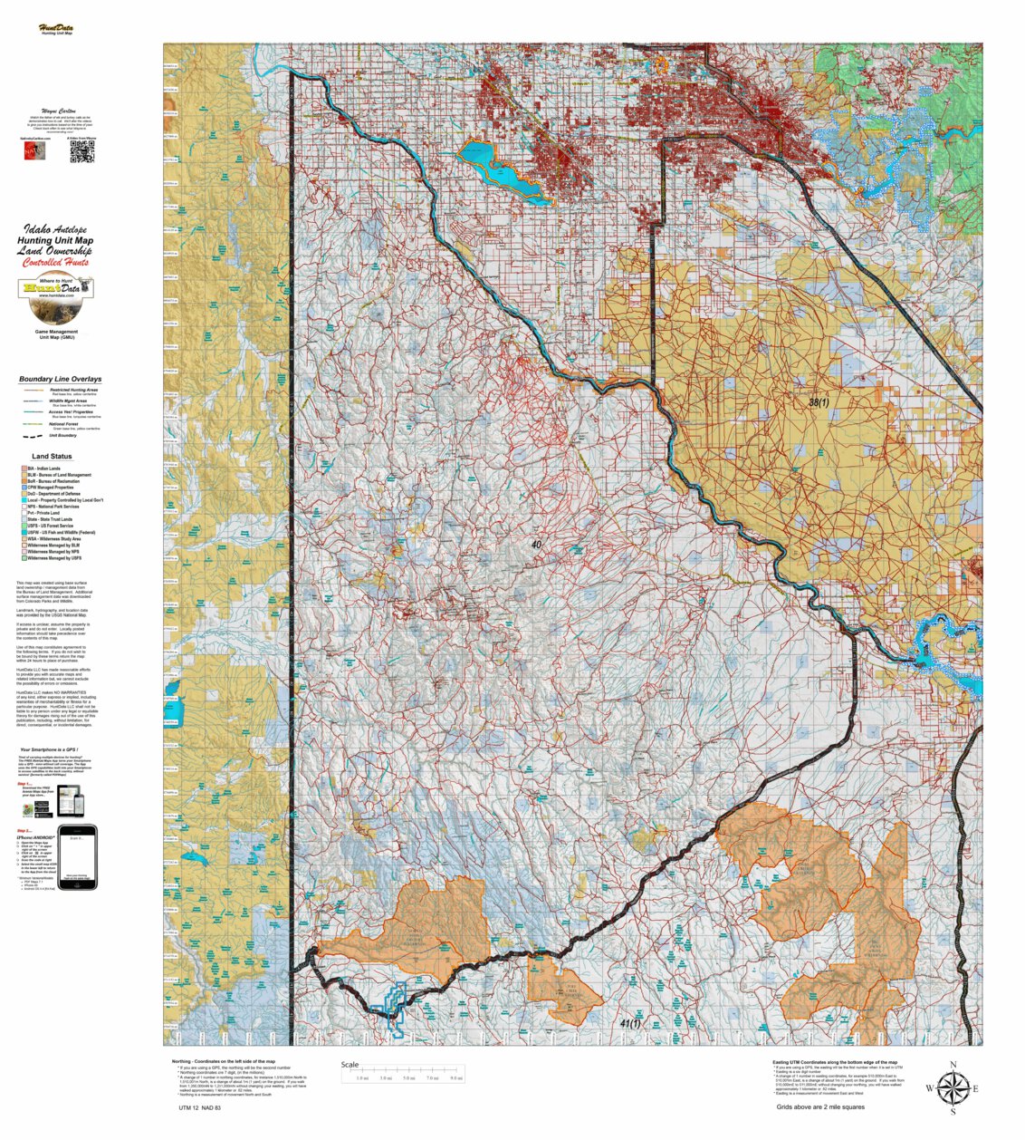 Idaho Controlled Antelope Unit 40 Land Ownership Map (40) by Idaho ...