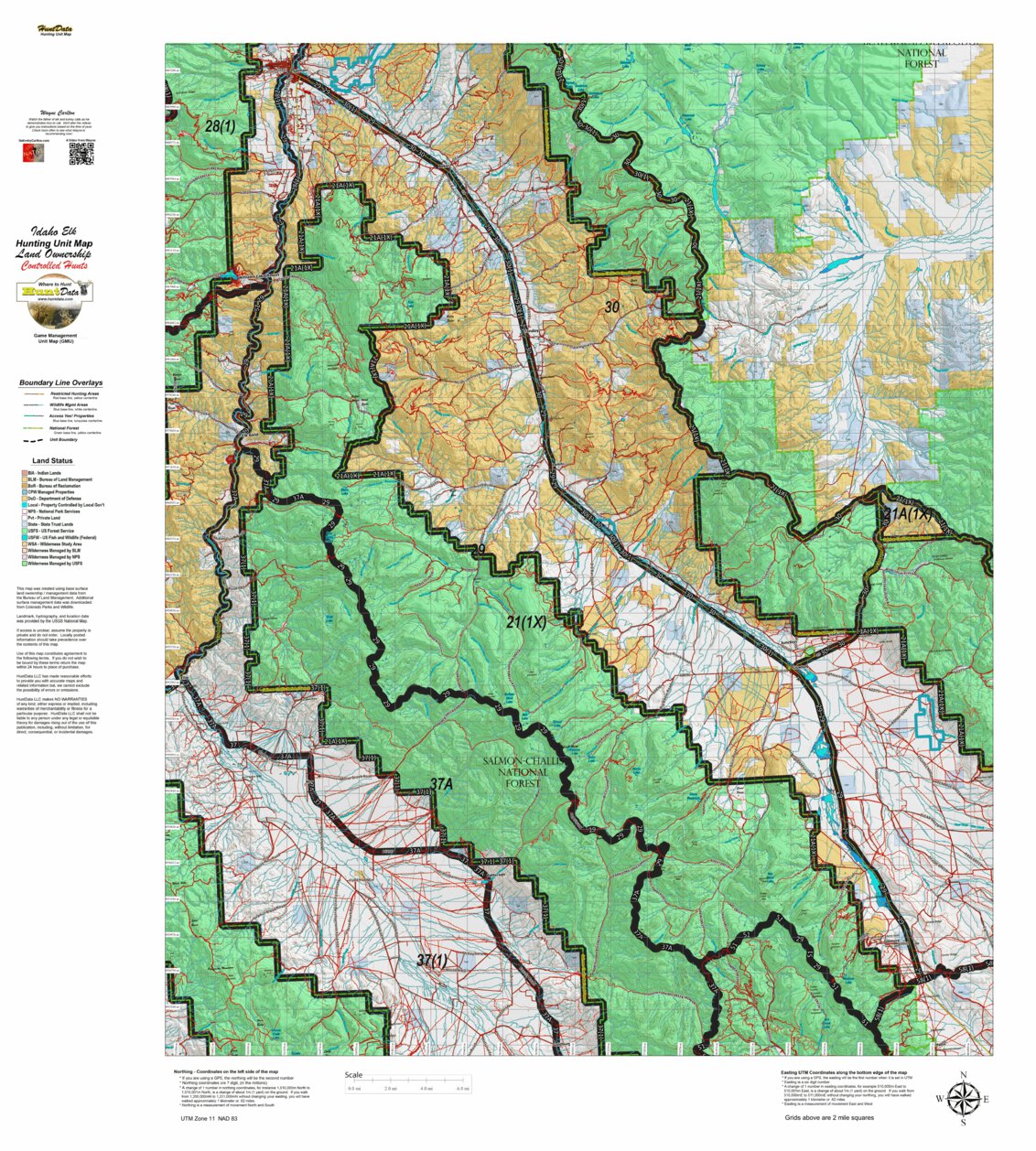 Idaho Controlled Elk Unit 29 Land Ownership Map by Idaho HuntData LLC ...
