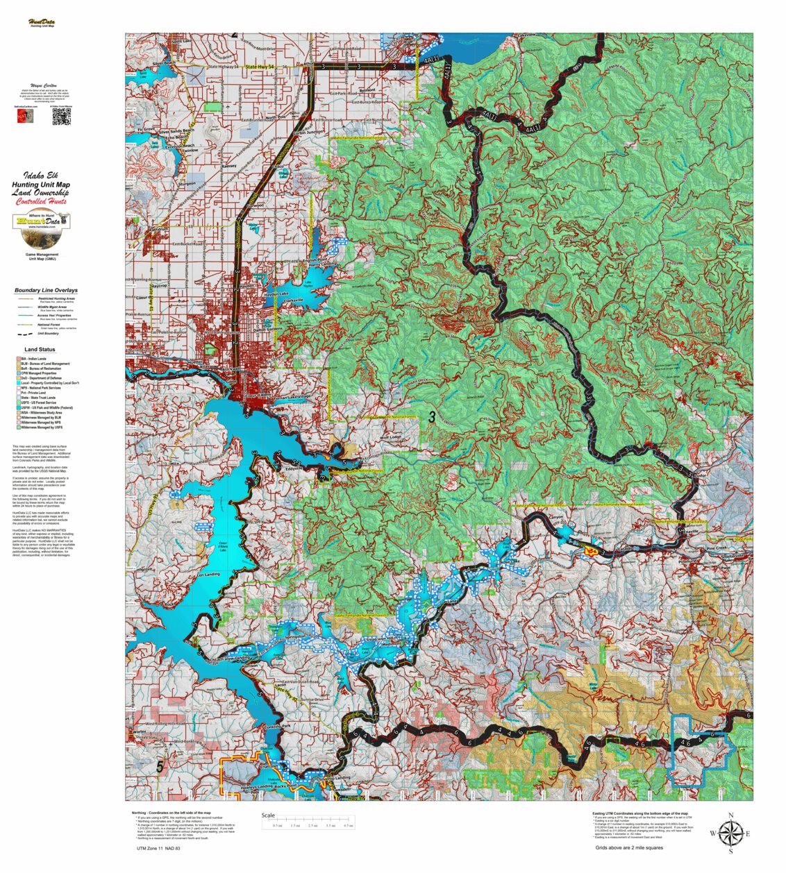Idaho Controlled Elk Unit 3 Land Ownership Map by Idaho HuntData LLC ...