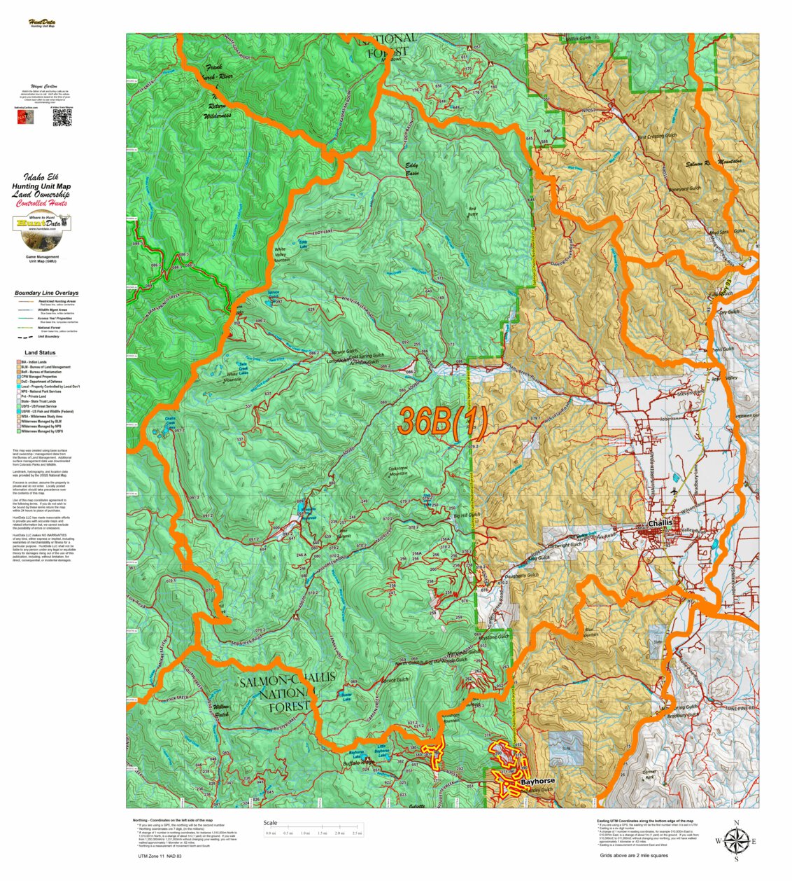 Idaho Controlled Elk Unit 36B(1) Land Ownership Map (36B-1) by Idaho ...