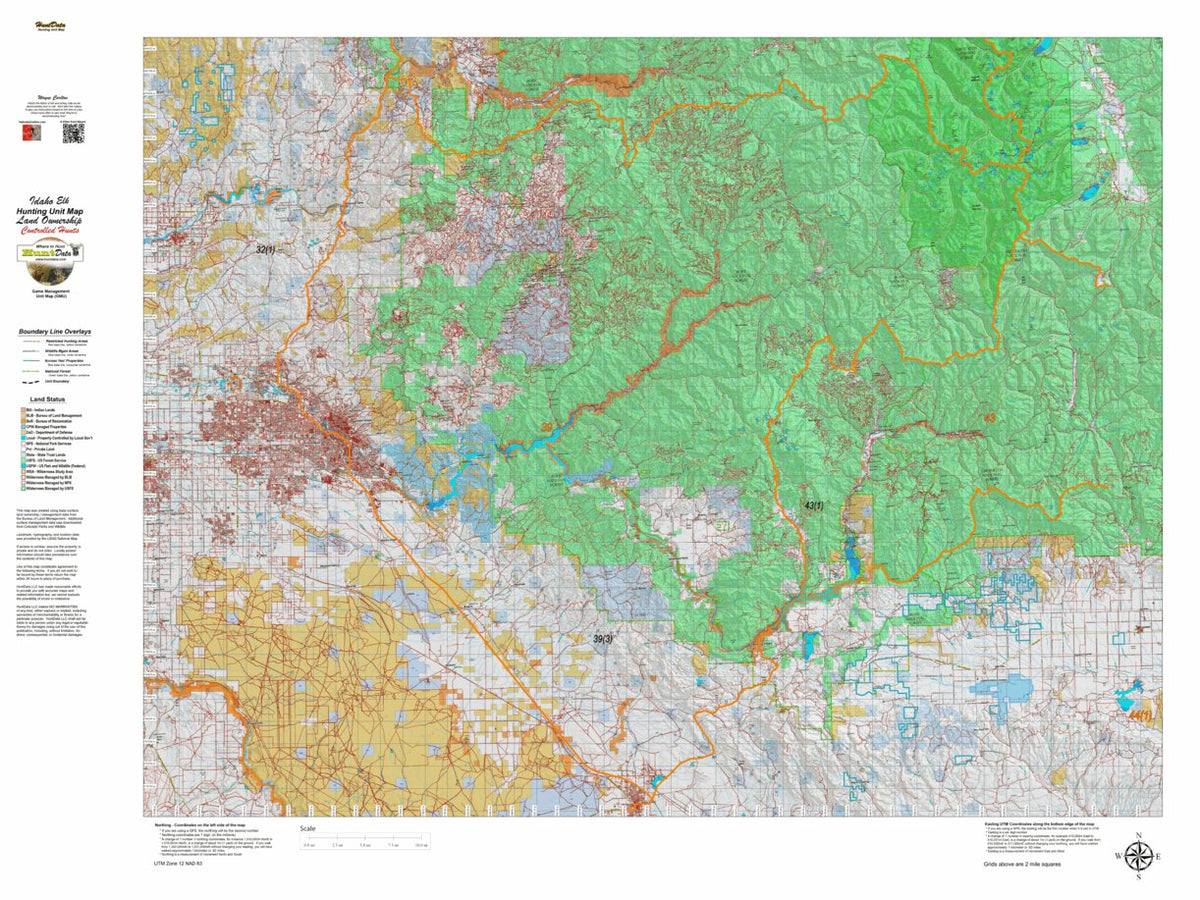 Idaho Controlled Elk Unit 39 Land Ownership Map by Idaho HuntData LLC ...