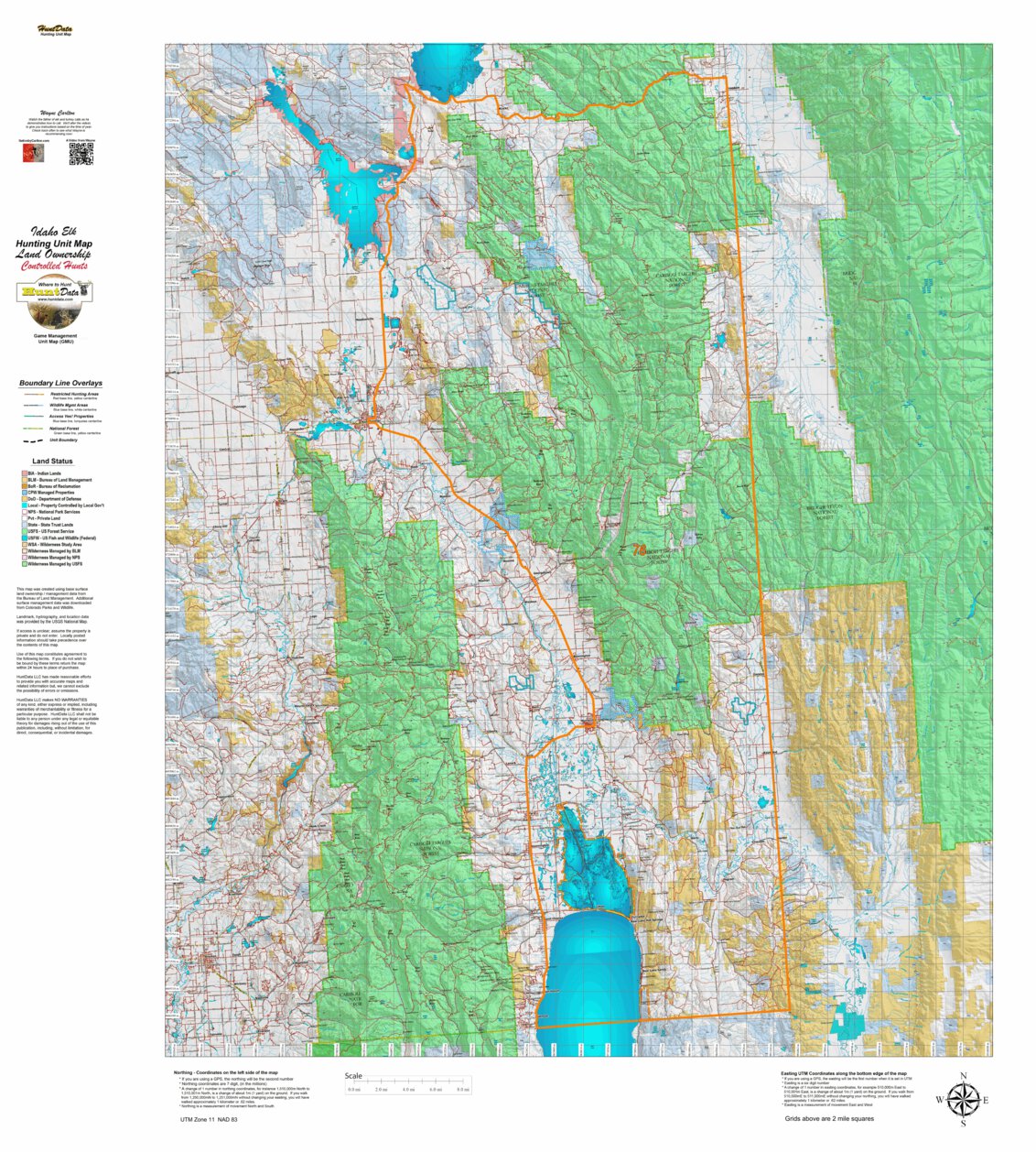 Idaho Controlled Elk Unit 76 Land Ownership Map by Idaho HuntData LLC ...