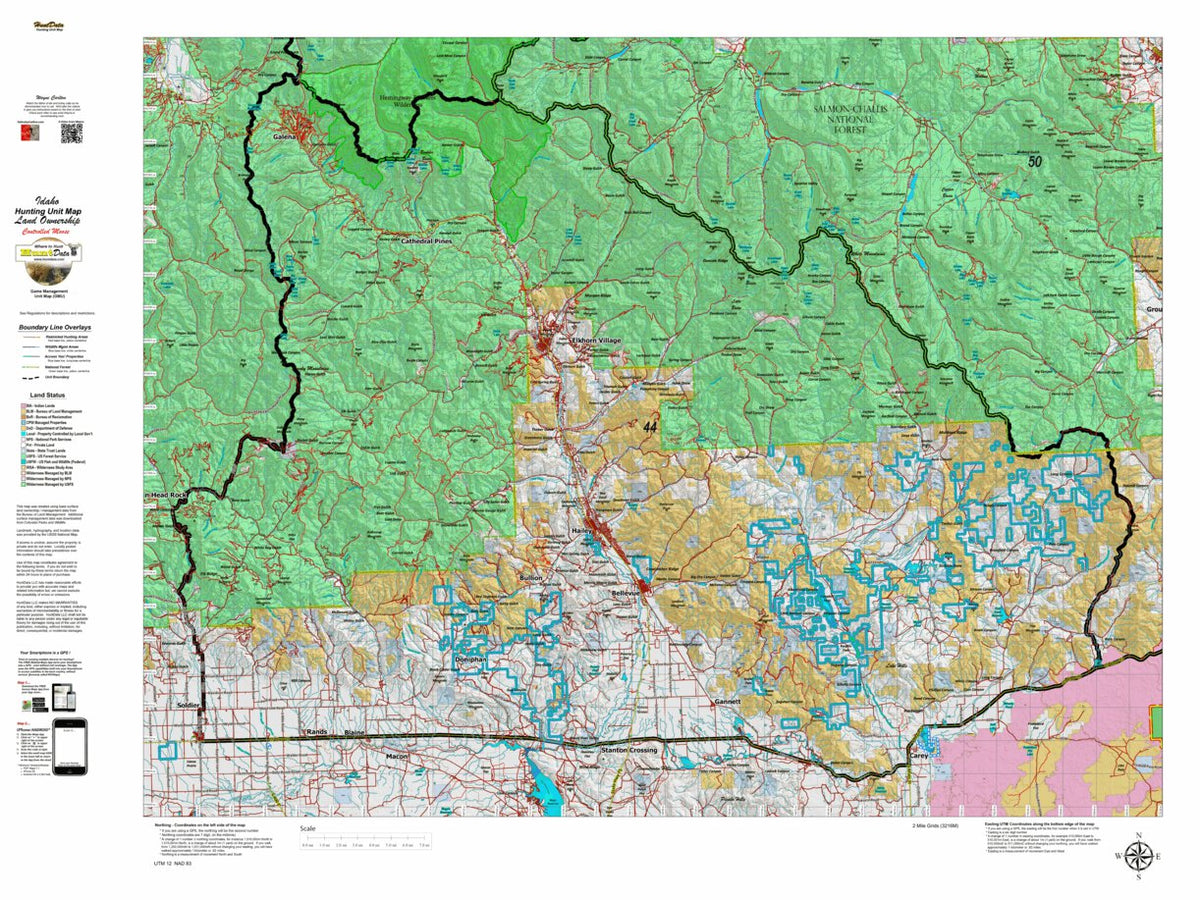 Idaho Controlled Moose Unit 44 Land Ownership Map by Idaho HuntData LLC ...