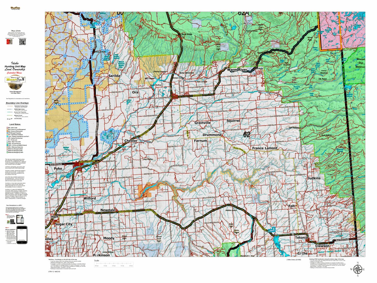 Idaho Controlled Moose Unit 62 Land Ownership Map by Idaho HuntData LLC ...