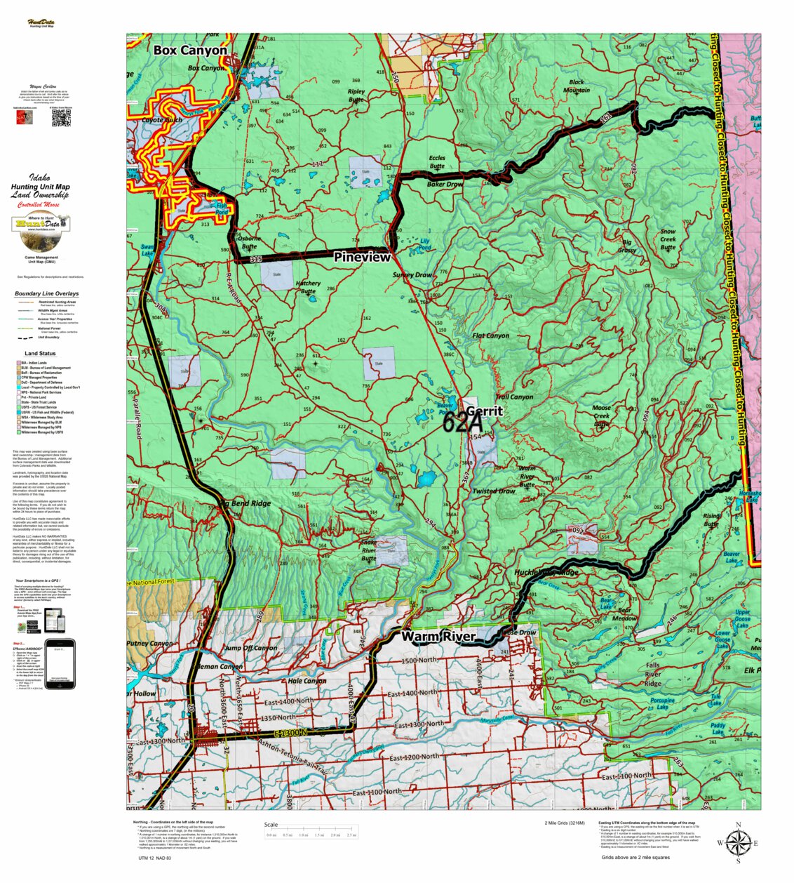 Idaho Controlled Moose Unit 62A Land Ownership Map (62A) by Idaho ...