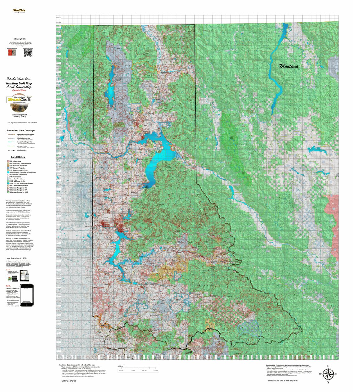 Idaho Controlled Mule Deer Unit 1(1) Land Ownership Map (1-1) by Idaho ...