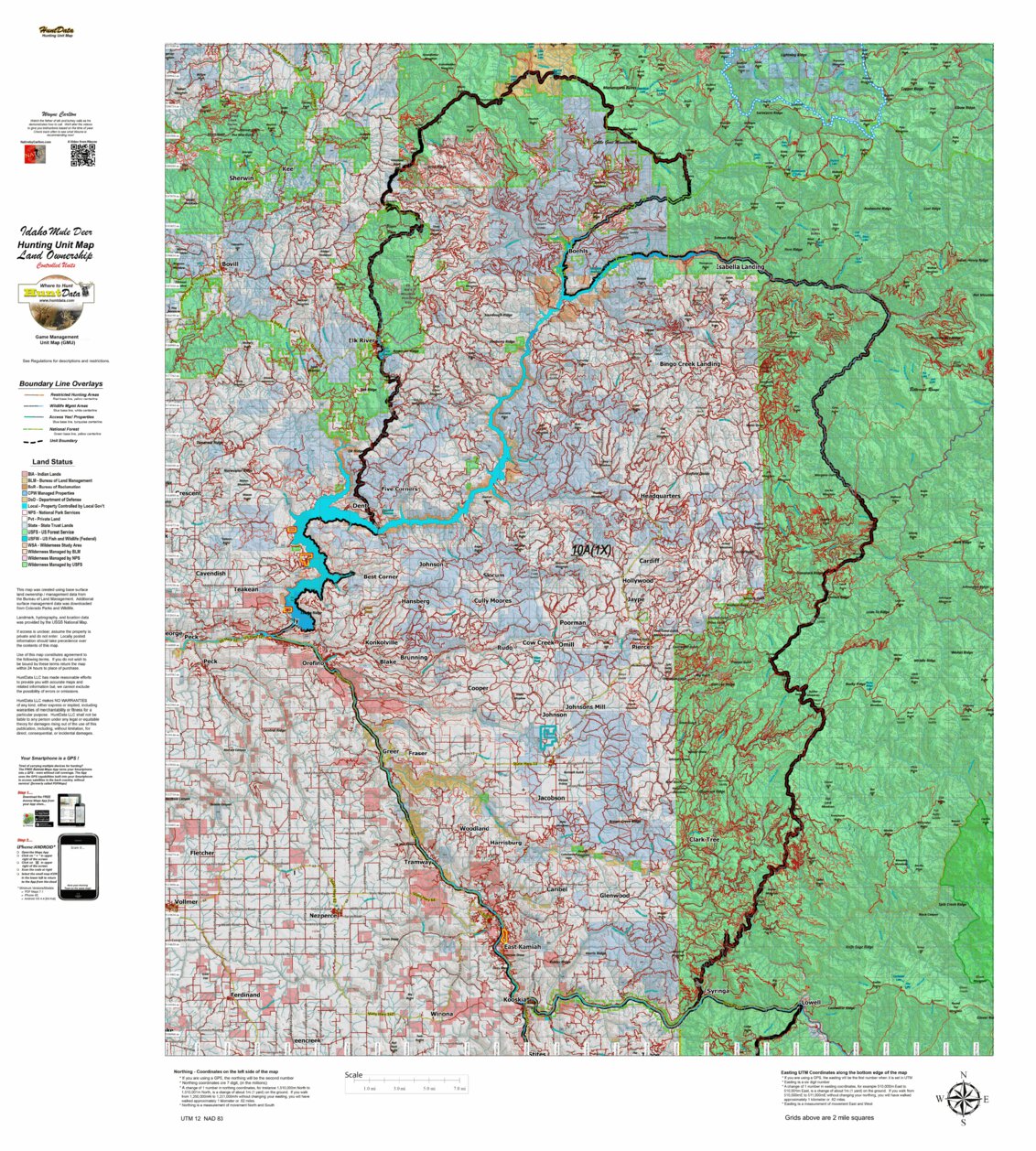 Idaho Controlled Mule Deer Unit 10A(1X) Land Ownership Map (10A-1X) by ...