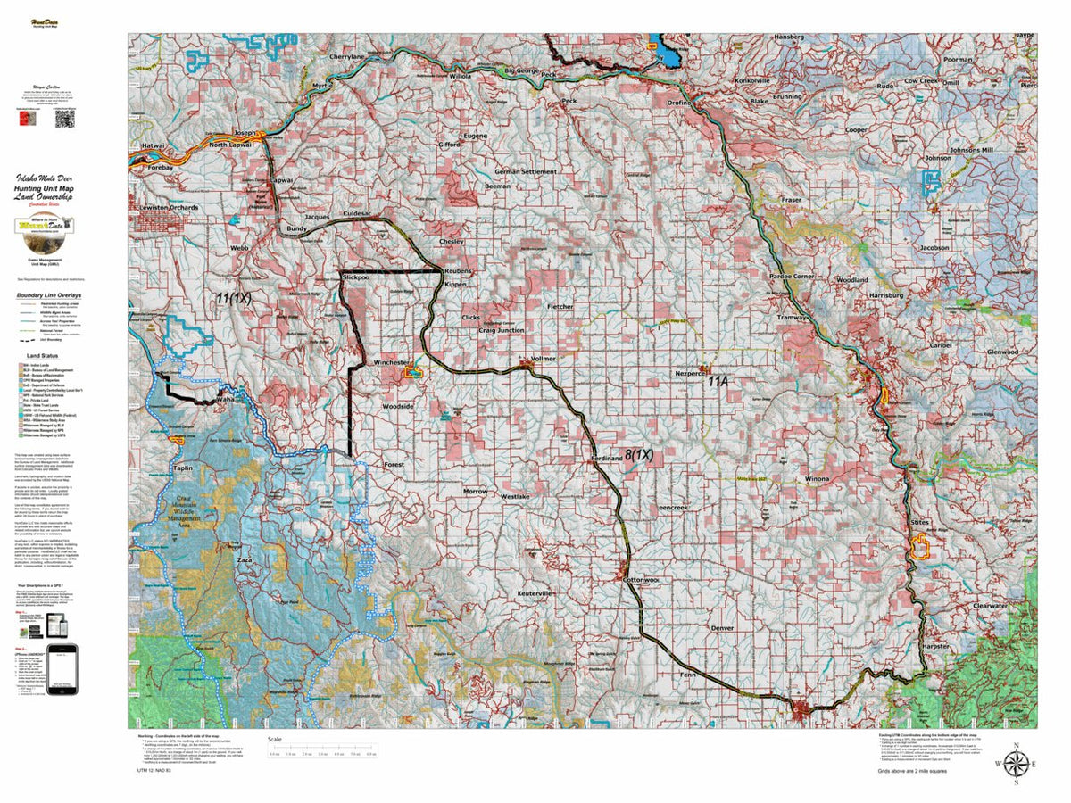 Idaho Controlled Mule Deer Unit 11A Land Ownership Map by Idaho ...