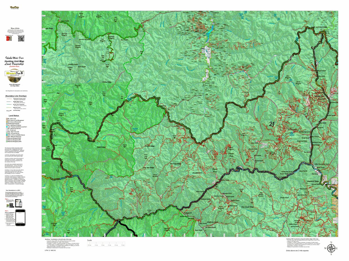 Idaho Controlled Mule Deer Unit 21 Land Ownership Map by Idaho HuntData ...