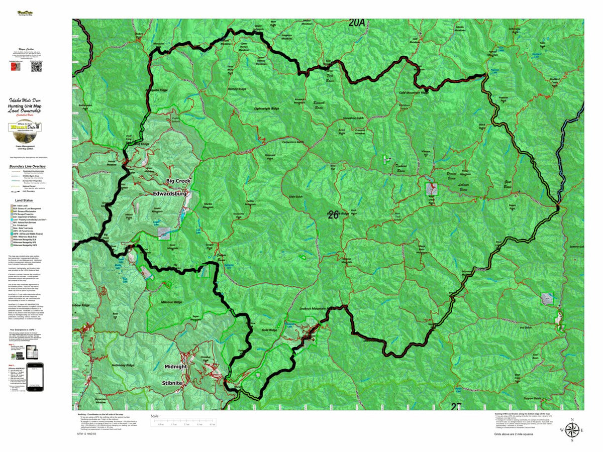 Idaho Controlled Mule Deer Unit 26 Land Ownership Map by Idaho HuntData ...