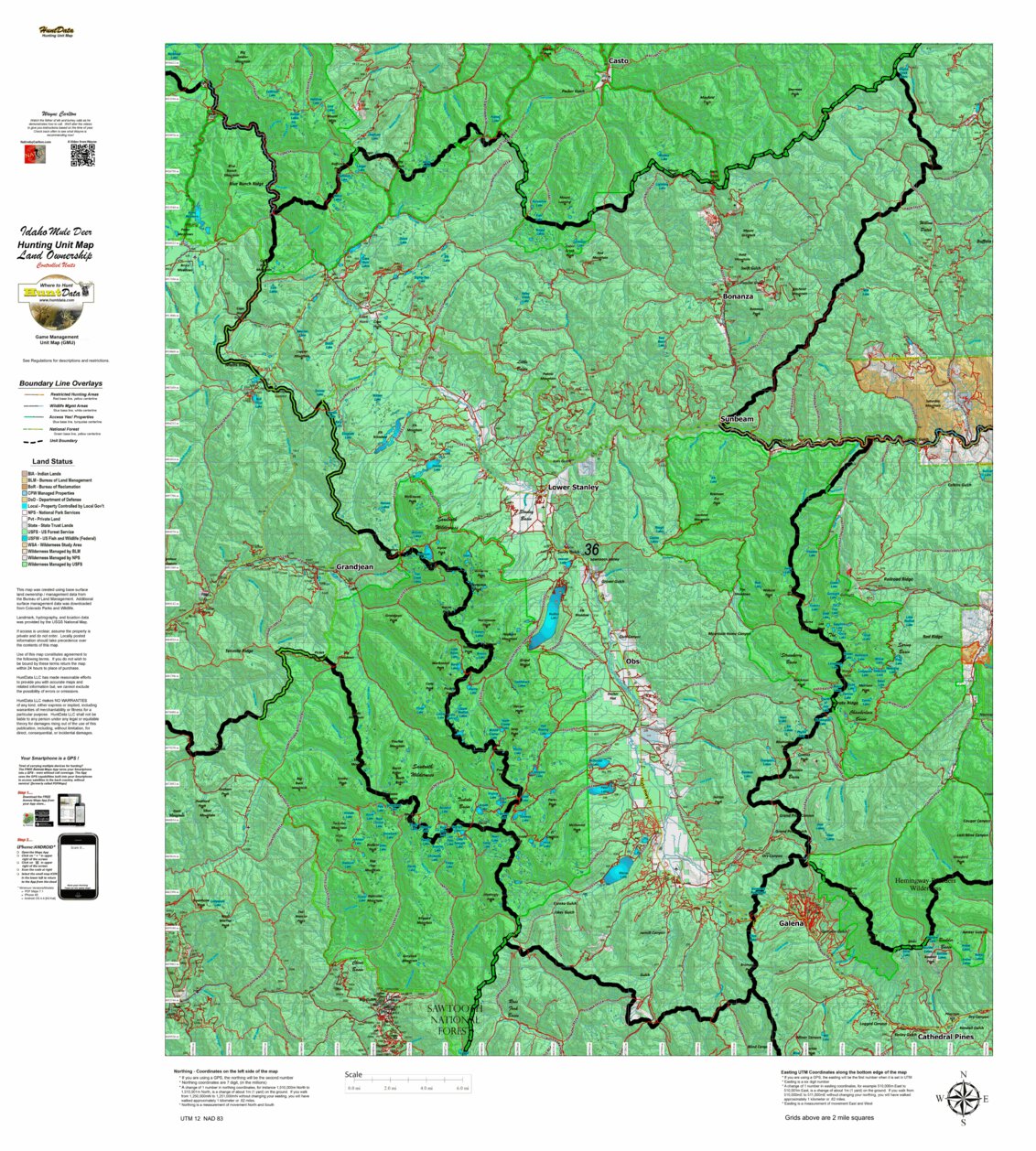 Idaho Controlled Mule Deer Unit 36 Land Ownership Map by Idaho HuntData ...