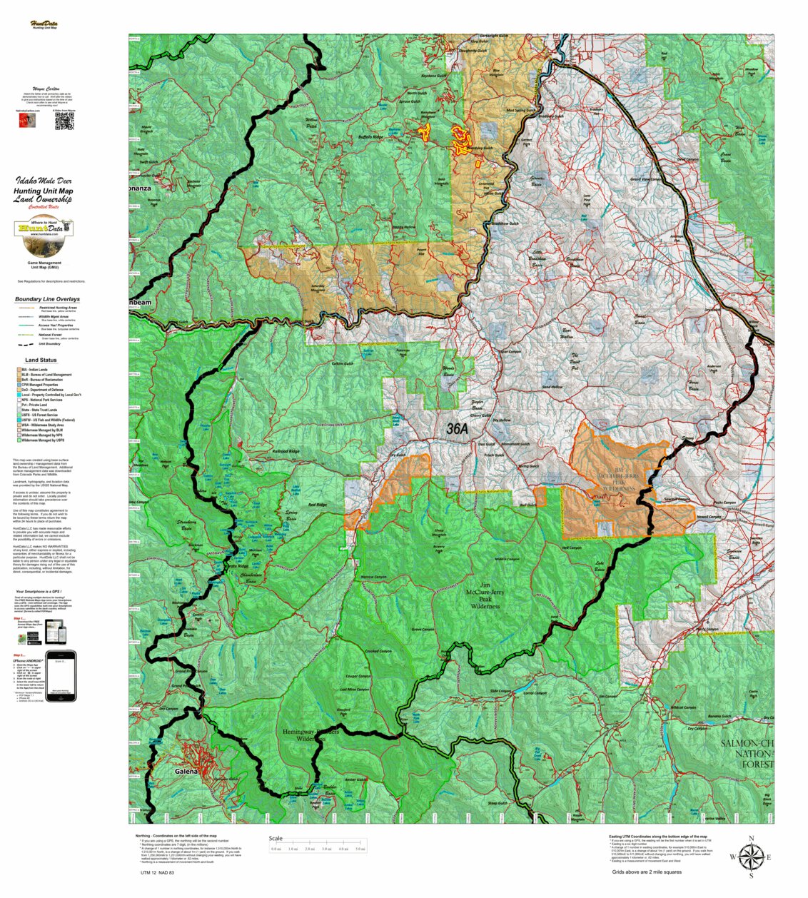 Idaho Controlled Mule Deer Unit 36A Land Ownership Map by Idaho ...