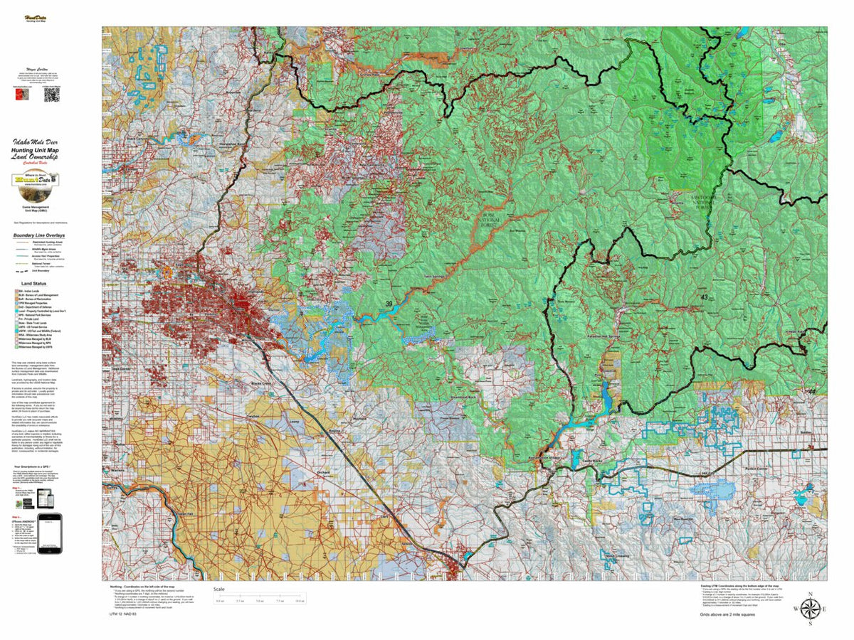Idaho Controlled Mule Deer Unit 39 Land Ownership Map by Idaho HuntData ...