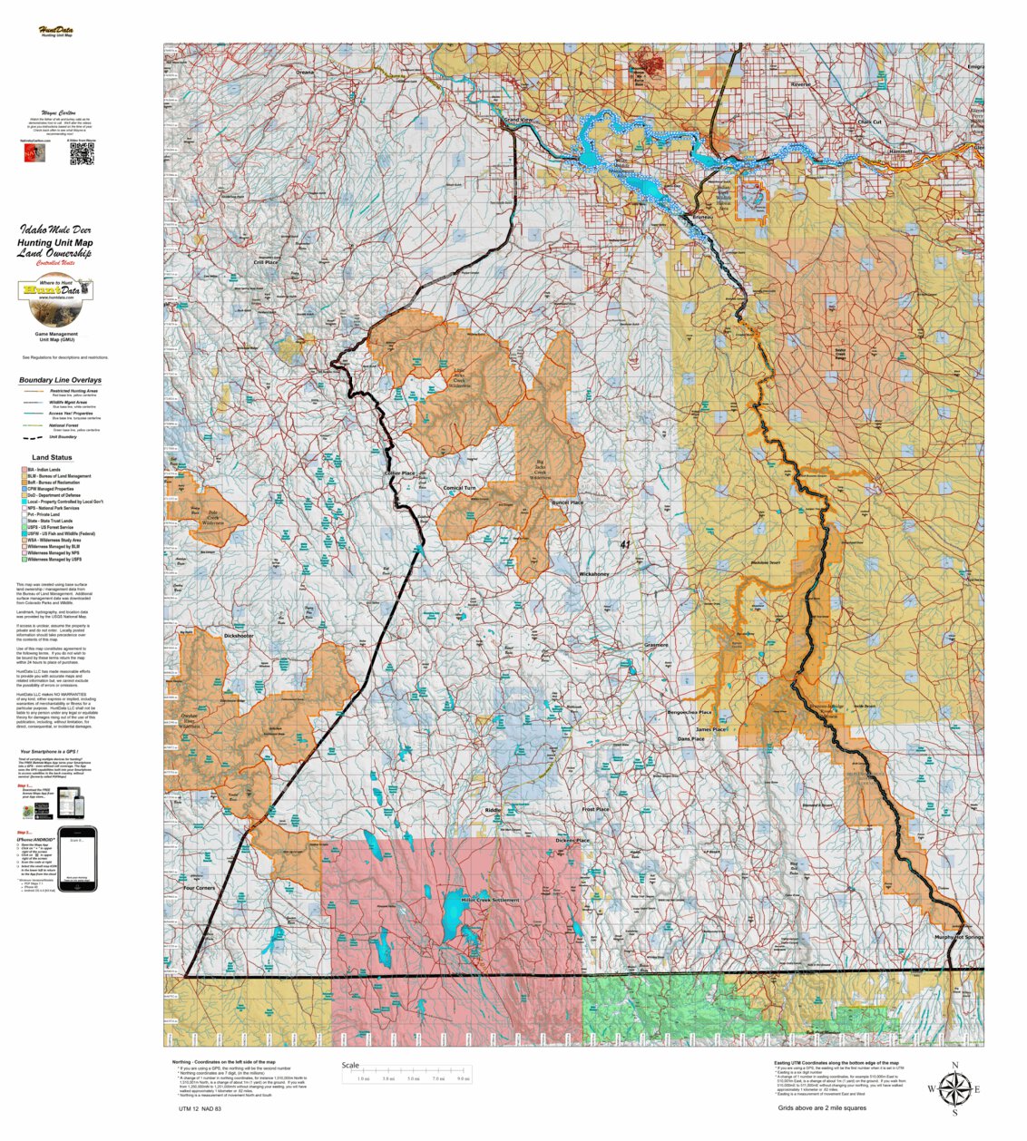 Idaho Controlled Mule Deer Unit 41 Land Ownership Map by Idaho HuntData ...