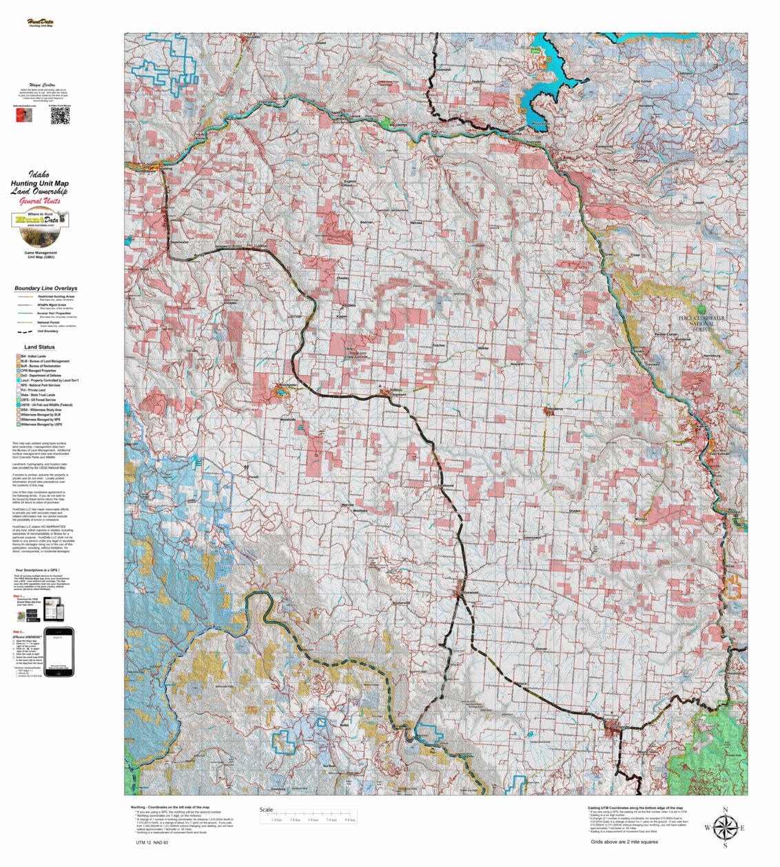 Idaho General Unit 11A Land Ownership Map by Idaho HuntData LLC ...