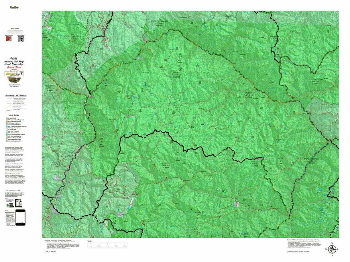 Idaho General Unit 20A Land Ownership Map by Idaho HuntData LLC ...