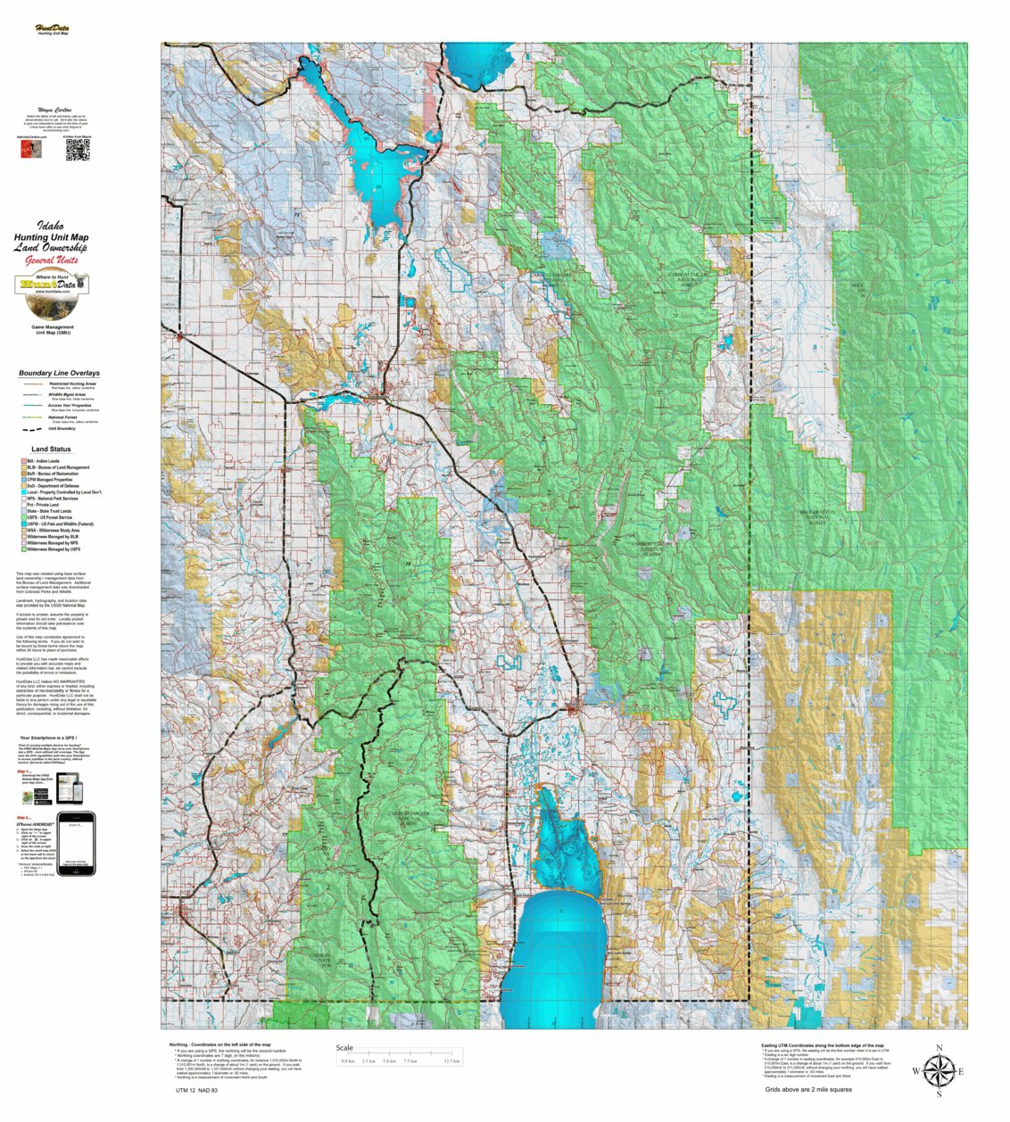 Idaho General Unit 76 Land Ownership Map map by Idaho HuntData LLC ...