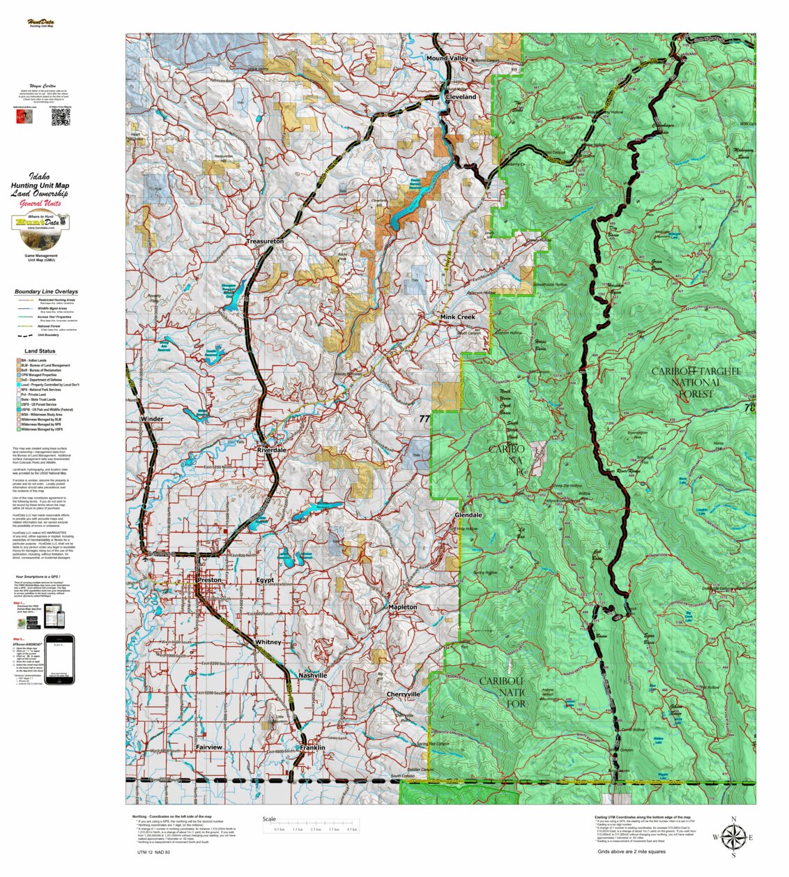 Idaho General Unit 77 Land Ownership Map by Idaho HuntData LLC | Avenza ...