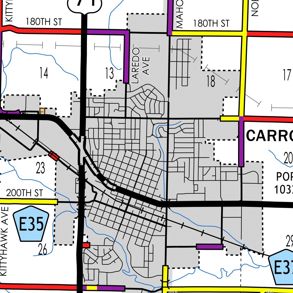 Carroll County, Iowa Map by Iowa Department of Transportation | Avenza Maps