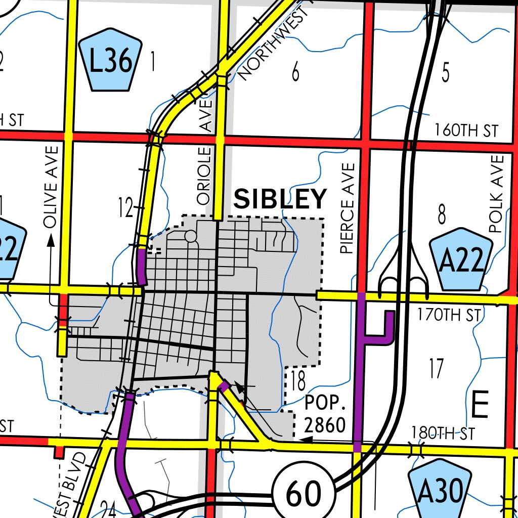 Osceola County, Iowa Map by Iowa Department of Transportation | Avenza Maps