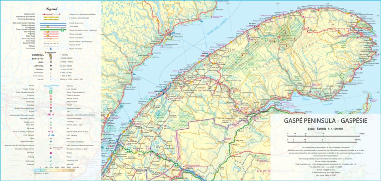 Gaspé, Québec 1:1,100,000 - ITMB Map by ITMB Publishing Ltd. | Avenza Maps