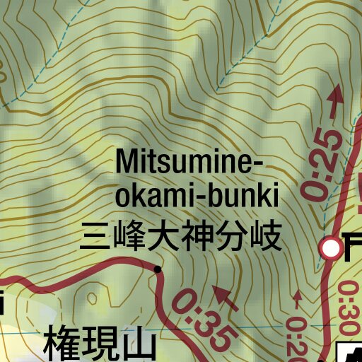 Mitsumine-san 三峰山 Hiking Map (Kanto, Japan) 1:10,000 by Japanwilds.org ...
