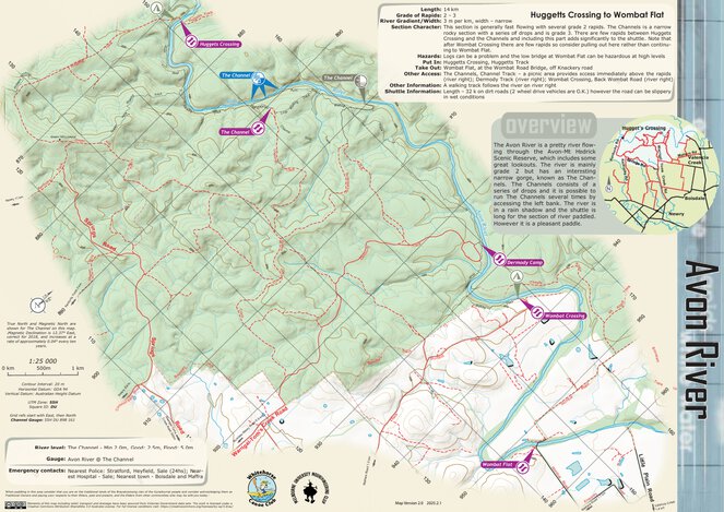 Avon River - Huggetts Crossing to Wombat Flat - Kayaking Map by WHCC ...