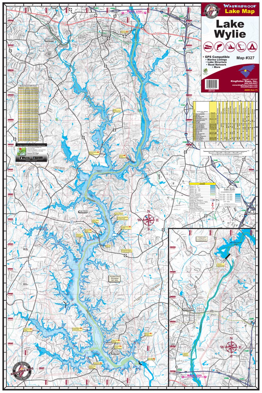 Lake Wylie South Carolina Map by Kingfisher Maps, Inc. | Avenza Maps