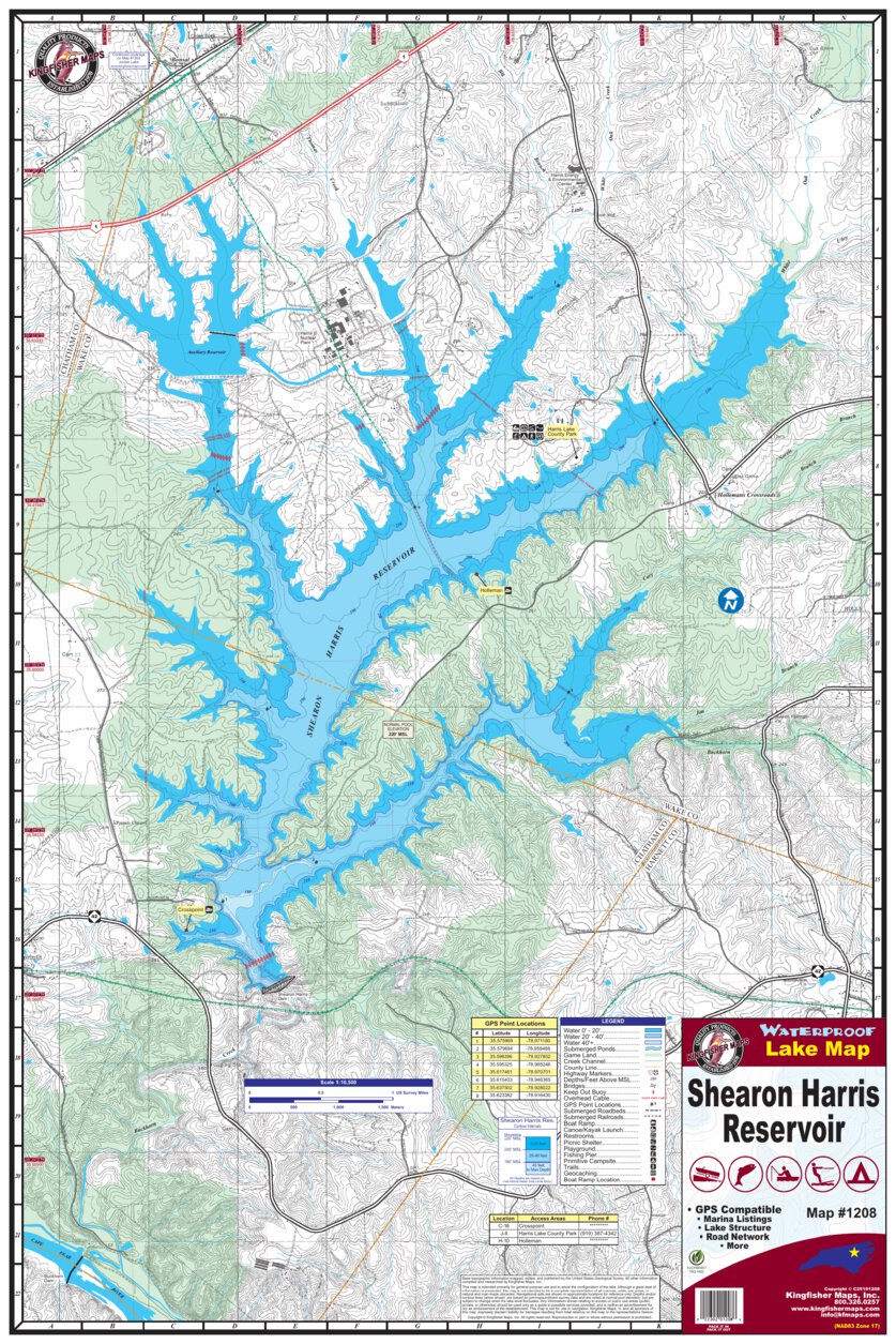 Shearon Harris Reservoir Map by Kingfisher Maps, Inc. | Avenza Maps
