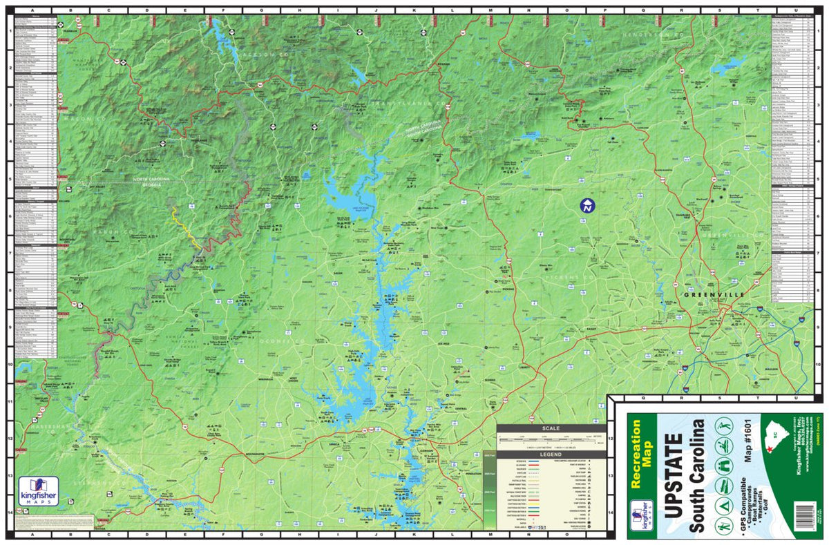 Upstate South Carolina Recreation Map by Kingfisher Maps, Inc. | Avenza ...